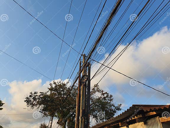 Tangled Electrical Cables on the Streets in Bali Stock Photo - Image of ...