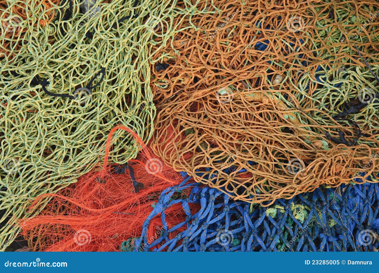 Tangled fishing nets stock image. Image of wooden, colorful - 23285005