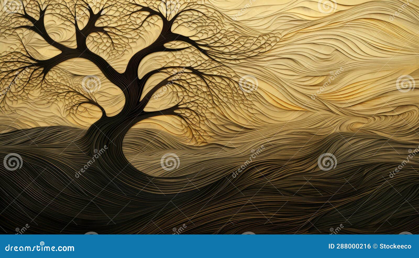 Tangled Forms: Darkly Romantic Tree Textures with Waves Stock ...
