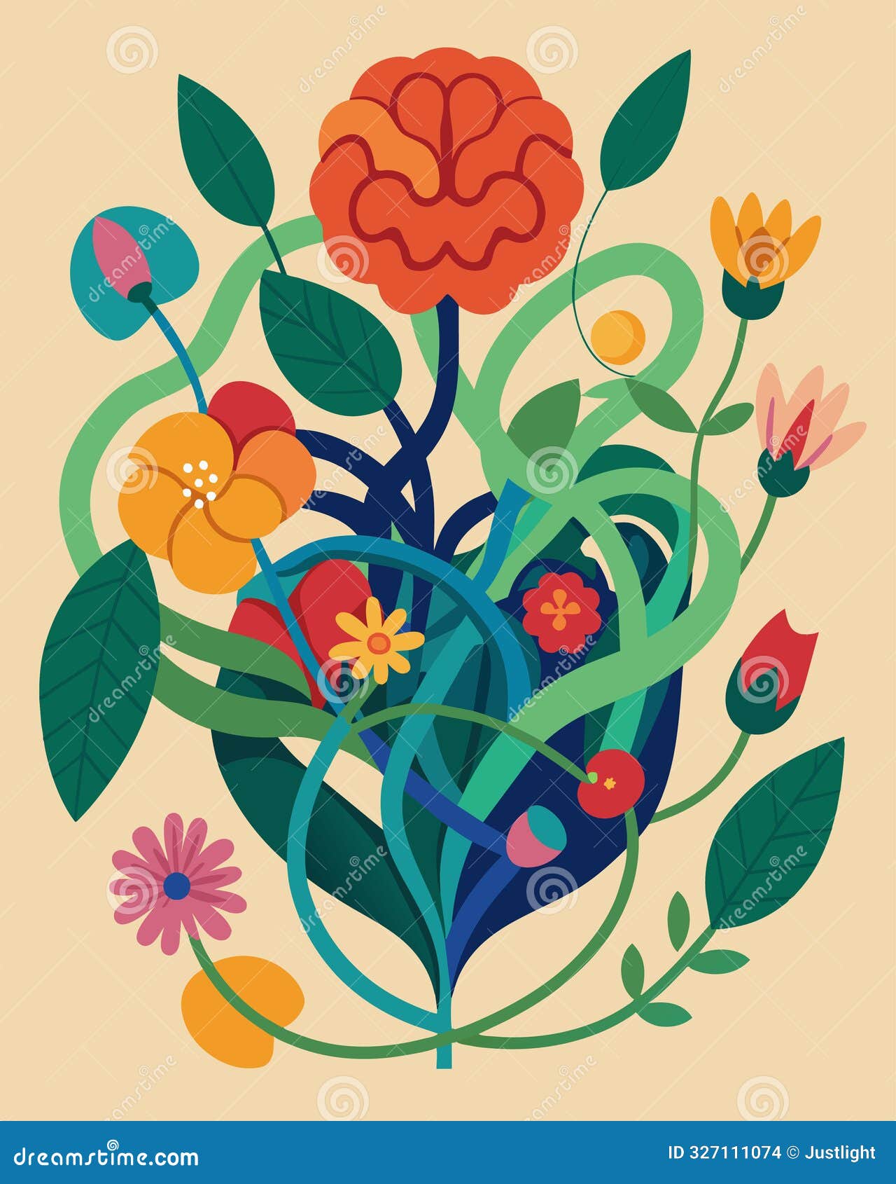 A Tangled Garden of Flowers and Plants Each Representing a Different ...