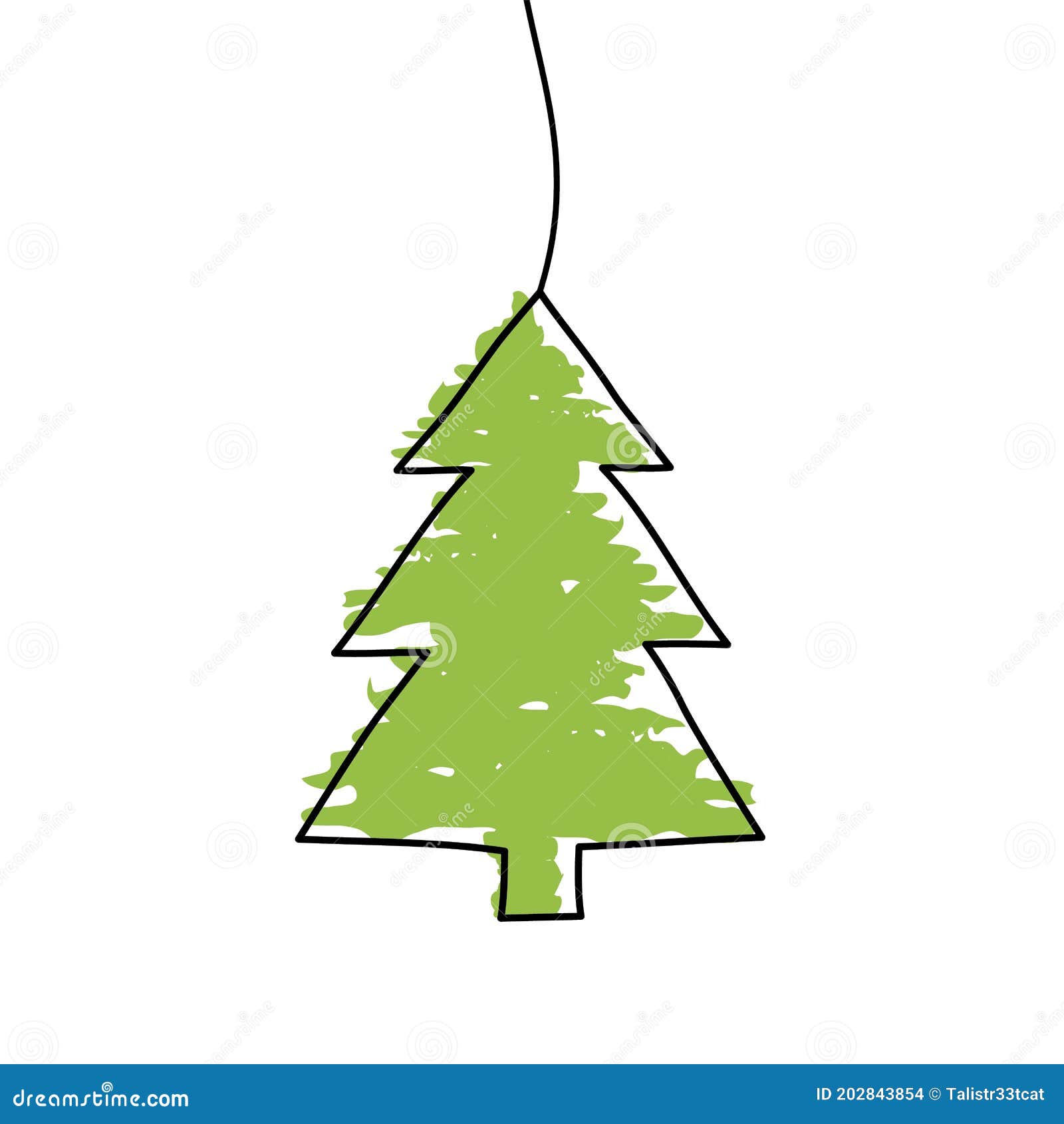 Tangled Grungy Scribble Christmas Pine Tree Decoration Stock ...