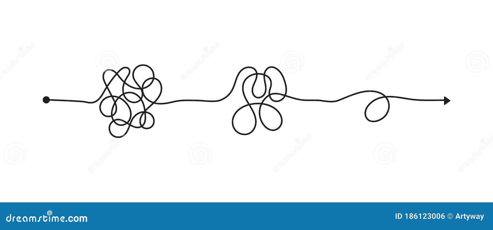 Tangled Line, Complex Knot Rests in Straight Line, Isolated Vector ...