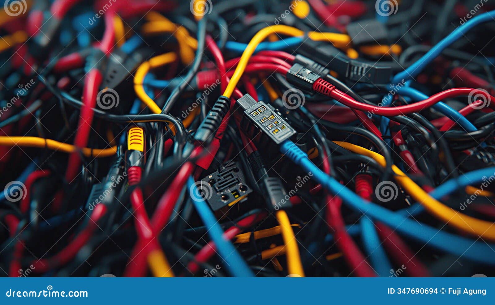 A Tangled Mass Of Colorful Wires And Connectors Stock Photo ...