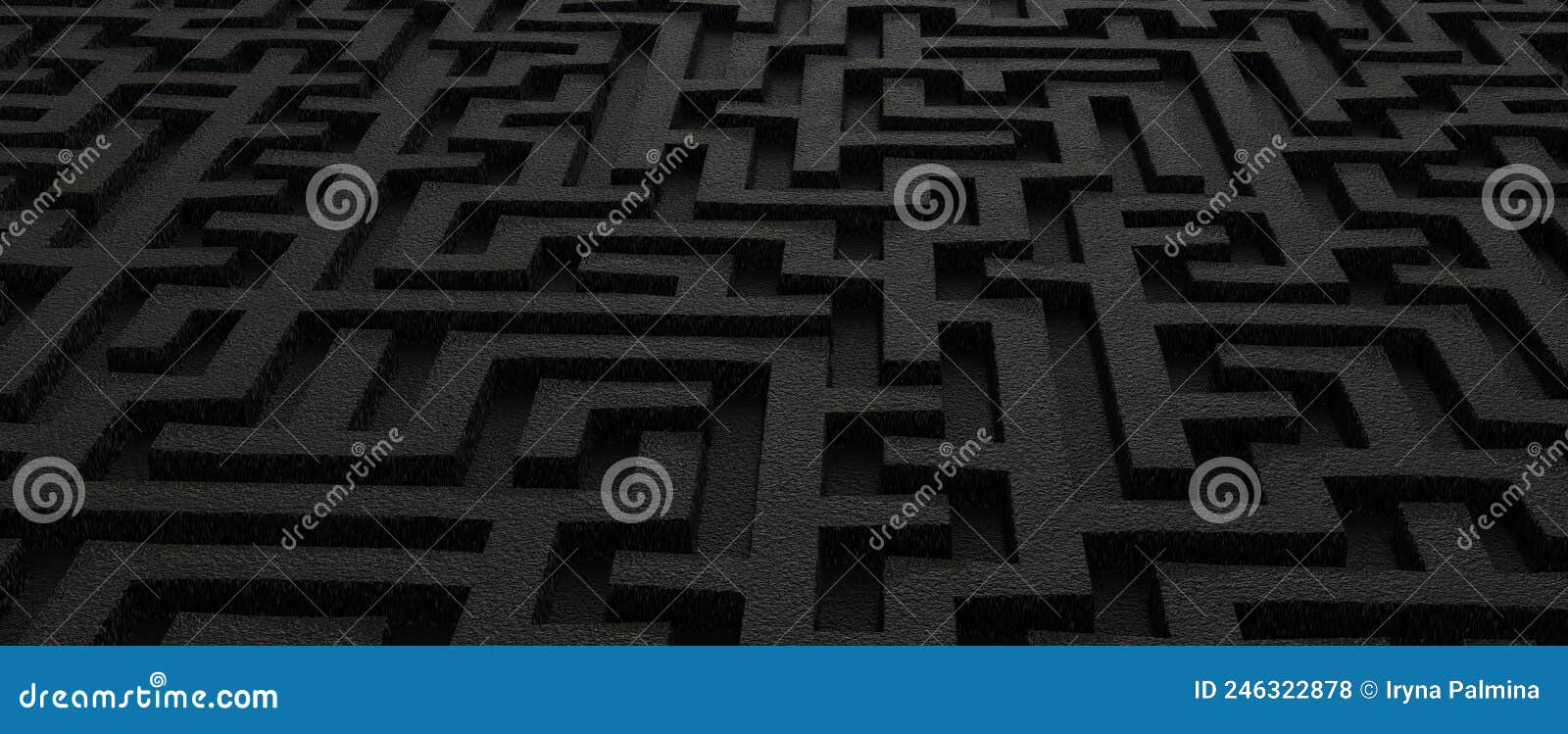 Tangled Maze In Dark Background. Render Of A Labyrinth In The Middle Of ...