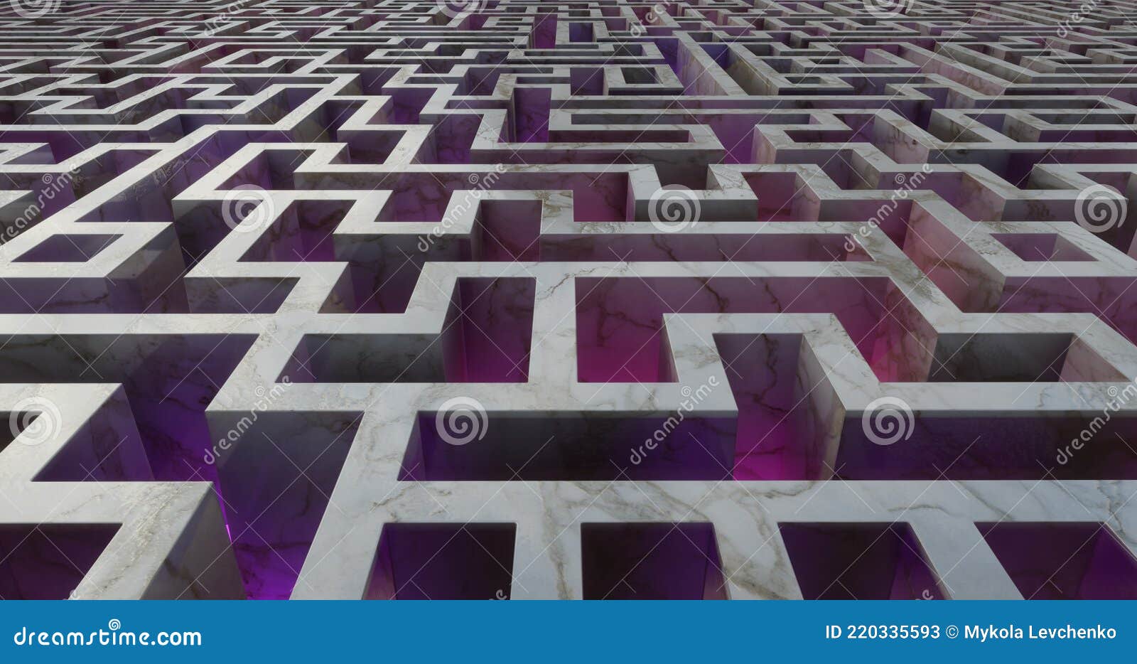 Tangled Maze In Dark Background. Render Of A Labyrinth In The Middle Of ...