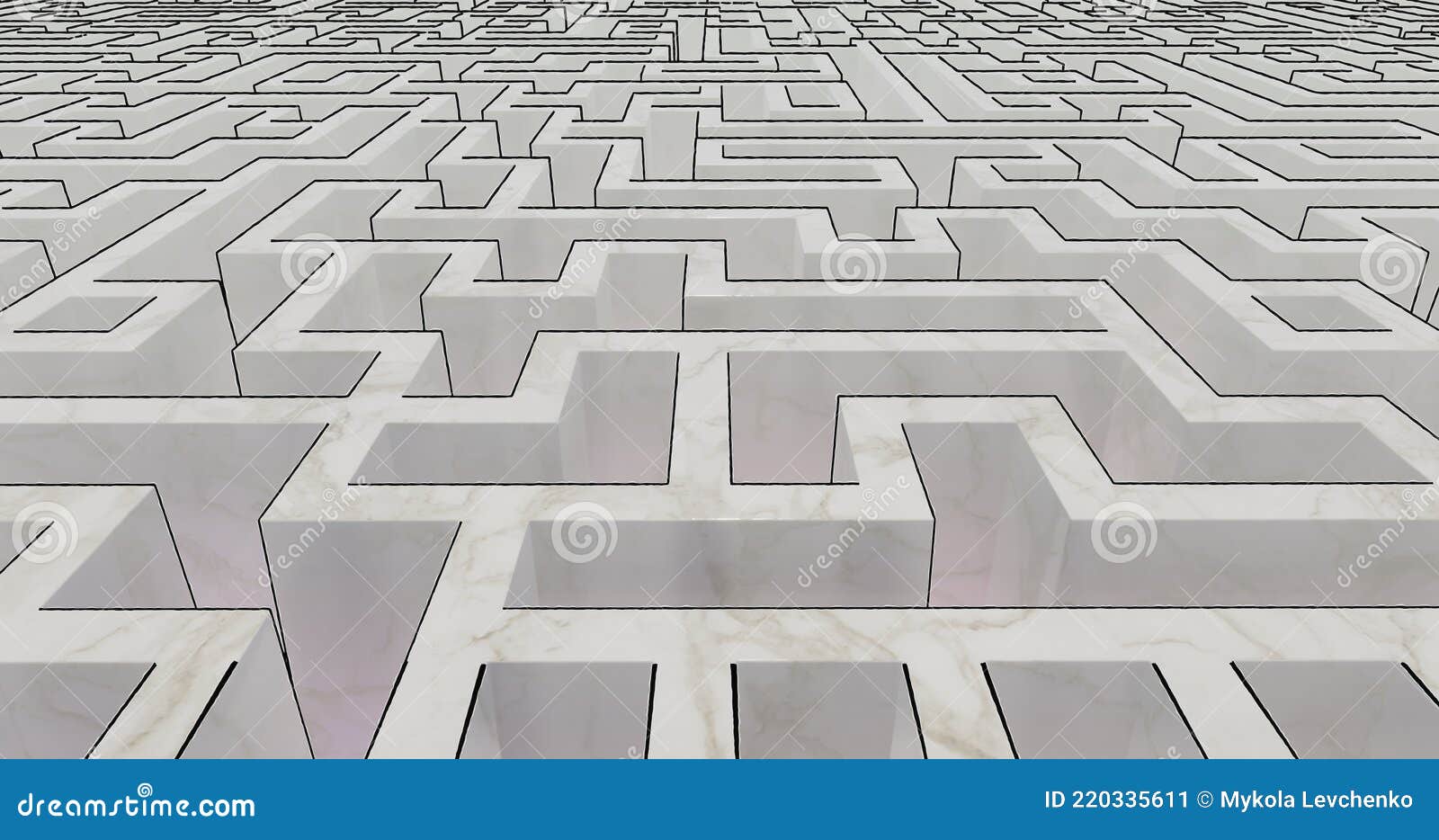 Tangled Maze In Dark Background. Render Of A Labyrinth In The Middle Of ...