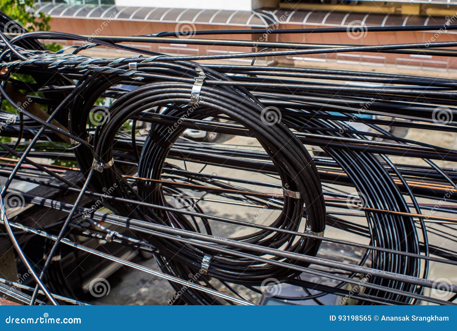 Tangled and Messy Electrical Cables. Stock Image - Image of black ...