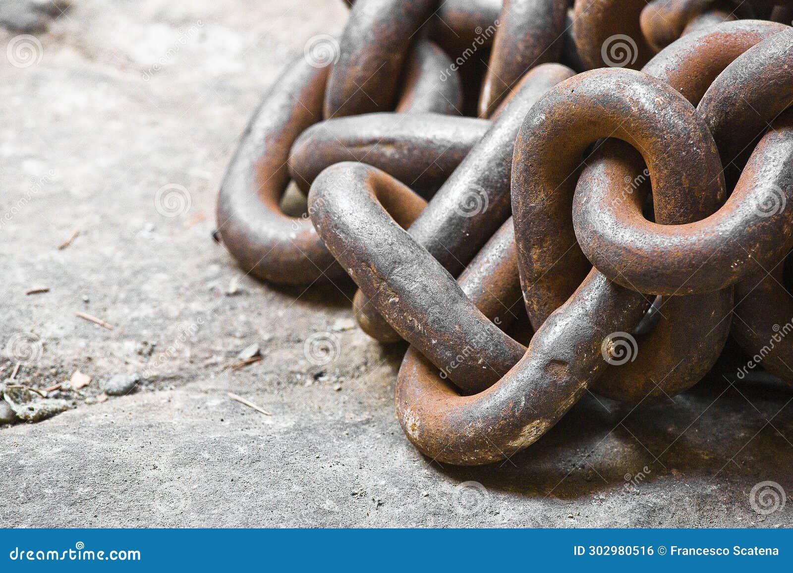 Tangled Old Rusty Metal Chain on the Ground Stock Photo - Image of ...