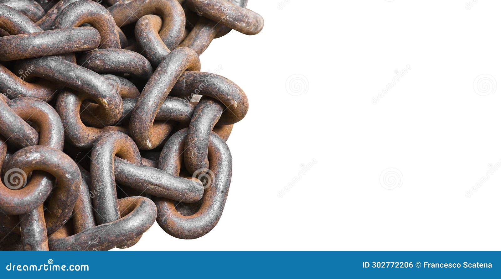 Tangled Old Rusty Metal Chain Isolated on White - Concept with Copy ...