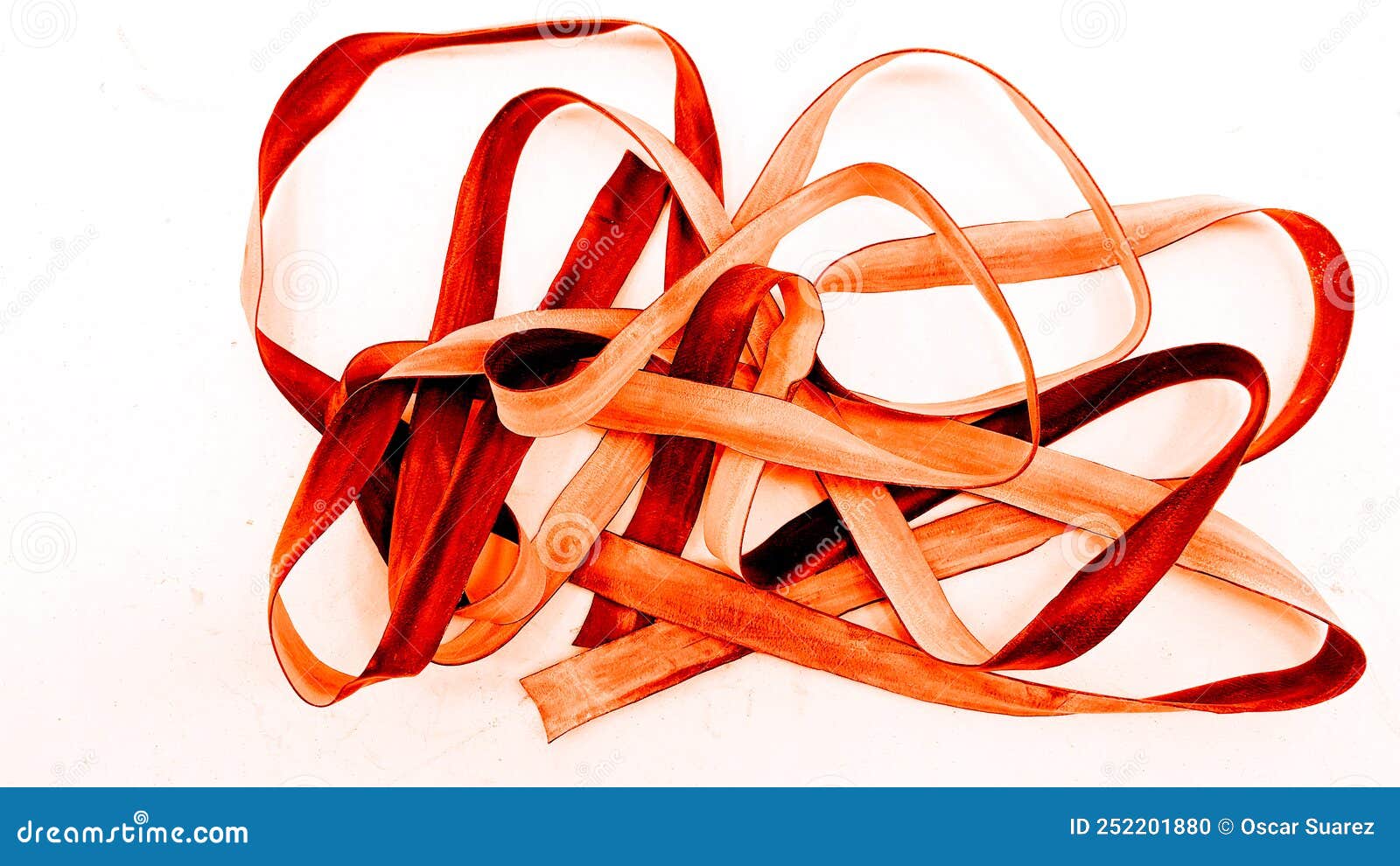 Tangled Orange Ribbon on White Background, Random Order Stock Photo ...