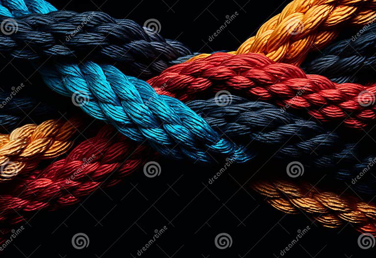 A Tangled Pile of Coloured Rope. Confusion and Thought Process Concept ...