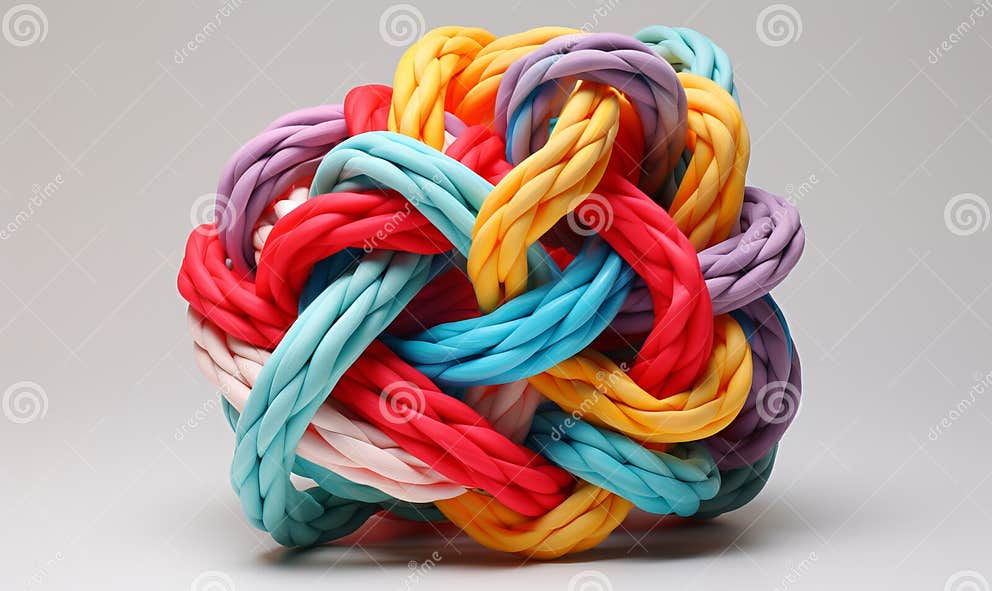 A Tangled Pile of Coloured Rope. Confusion and Thought Process Concept ...