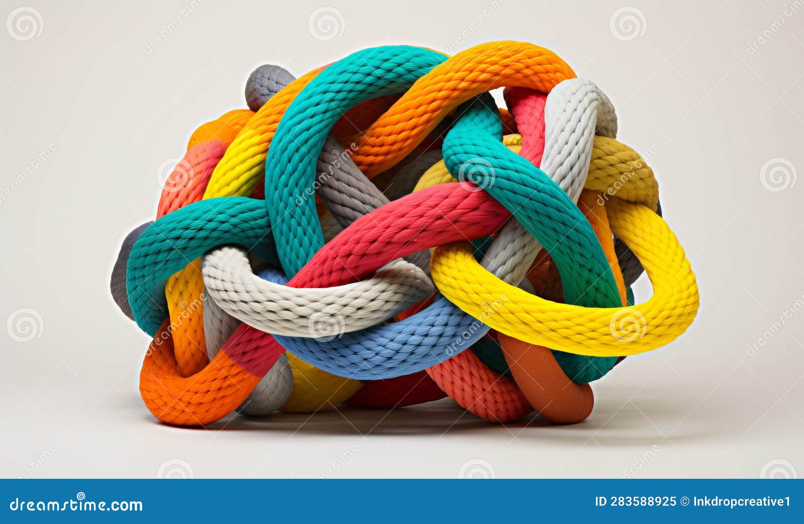 A Tangled Pile of Coloured Rope. Confusion and Thought Process Concept ...