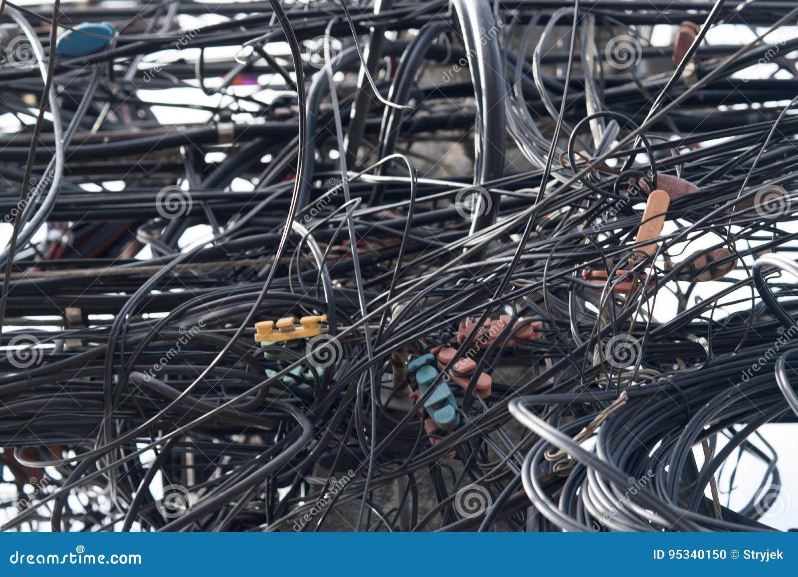 Tangled power cables stock photo. Image of background - 95340150