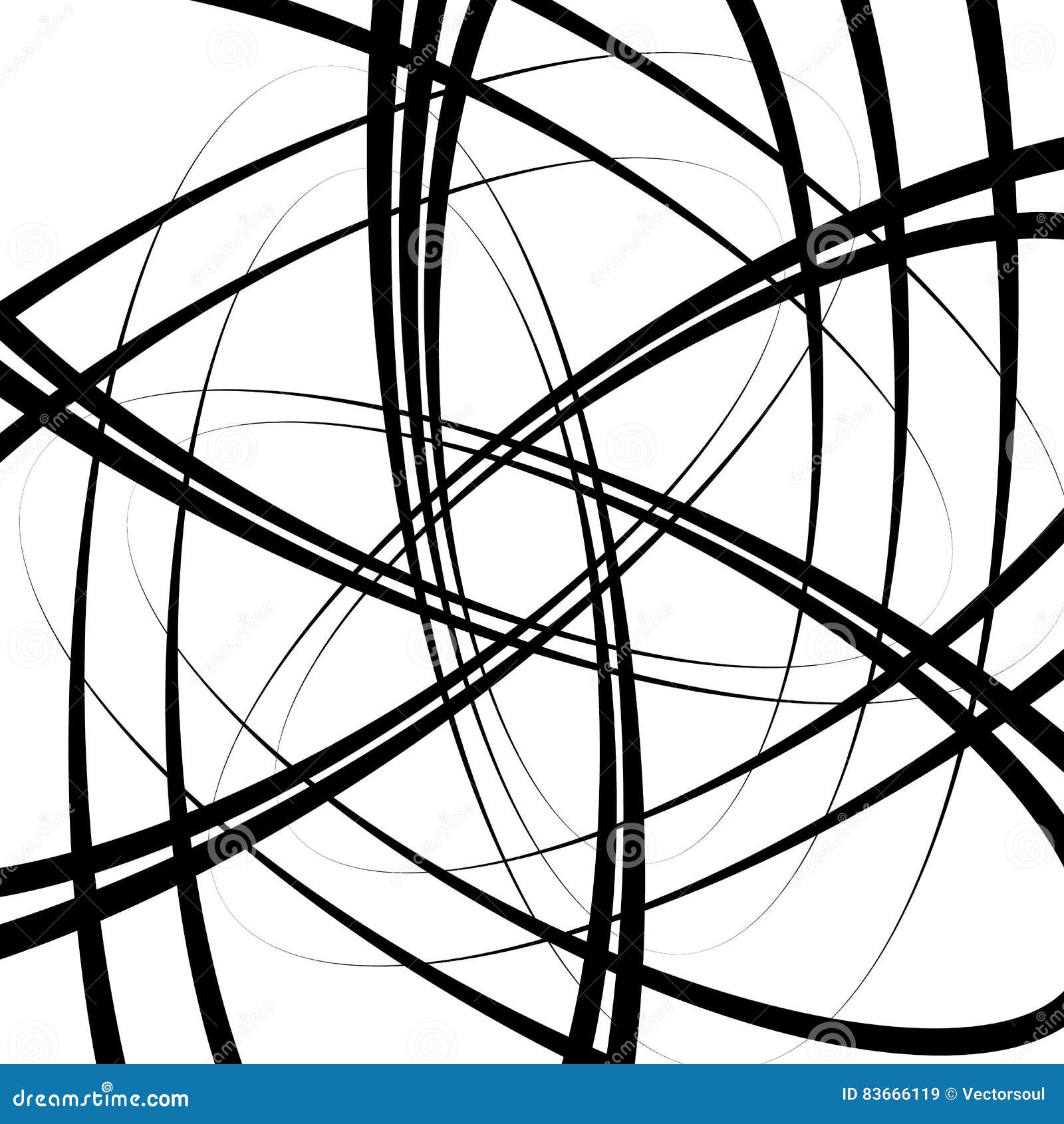 Tangled Random Curvy Lines Pattern, Geometric Element Stock Vector ...