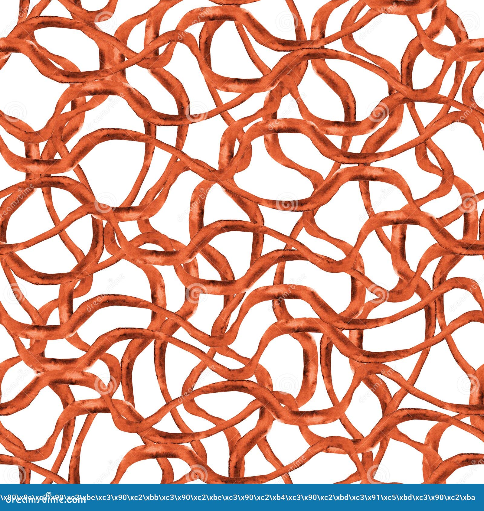 Tangled Red Lines Watercolor Seamless Pattern Stock Illustration ...