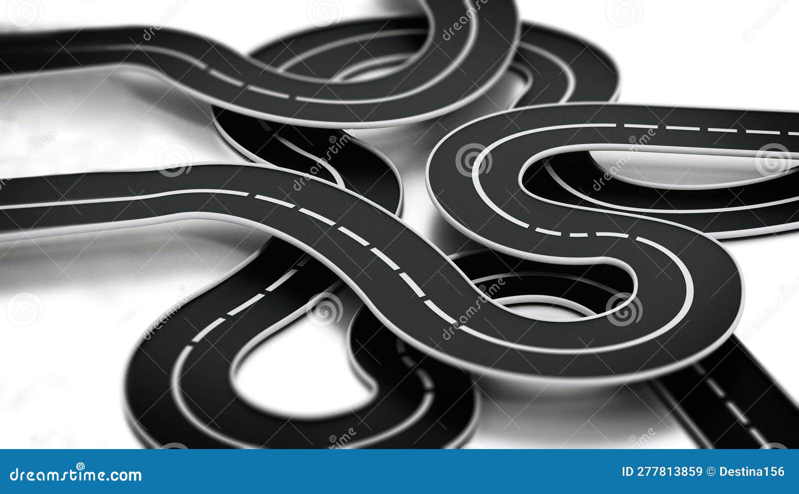 Tangled Road Isolated on White Background. 3D Illustration Stock ...