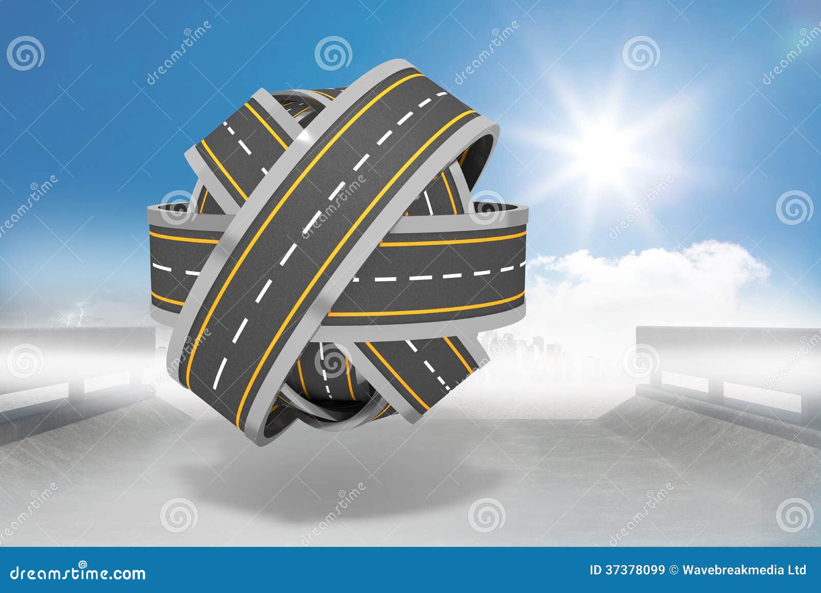 Tangled roads in a ball stock illustration. Illustration of cloudy ...