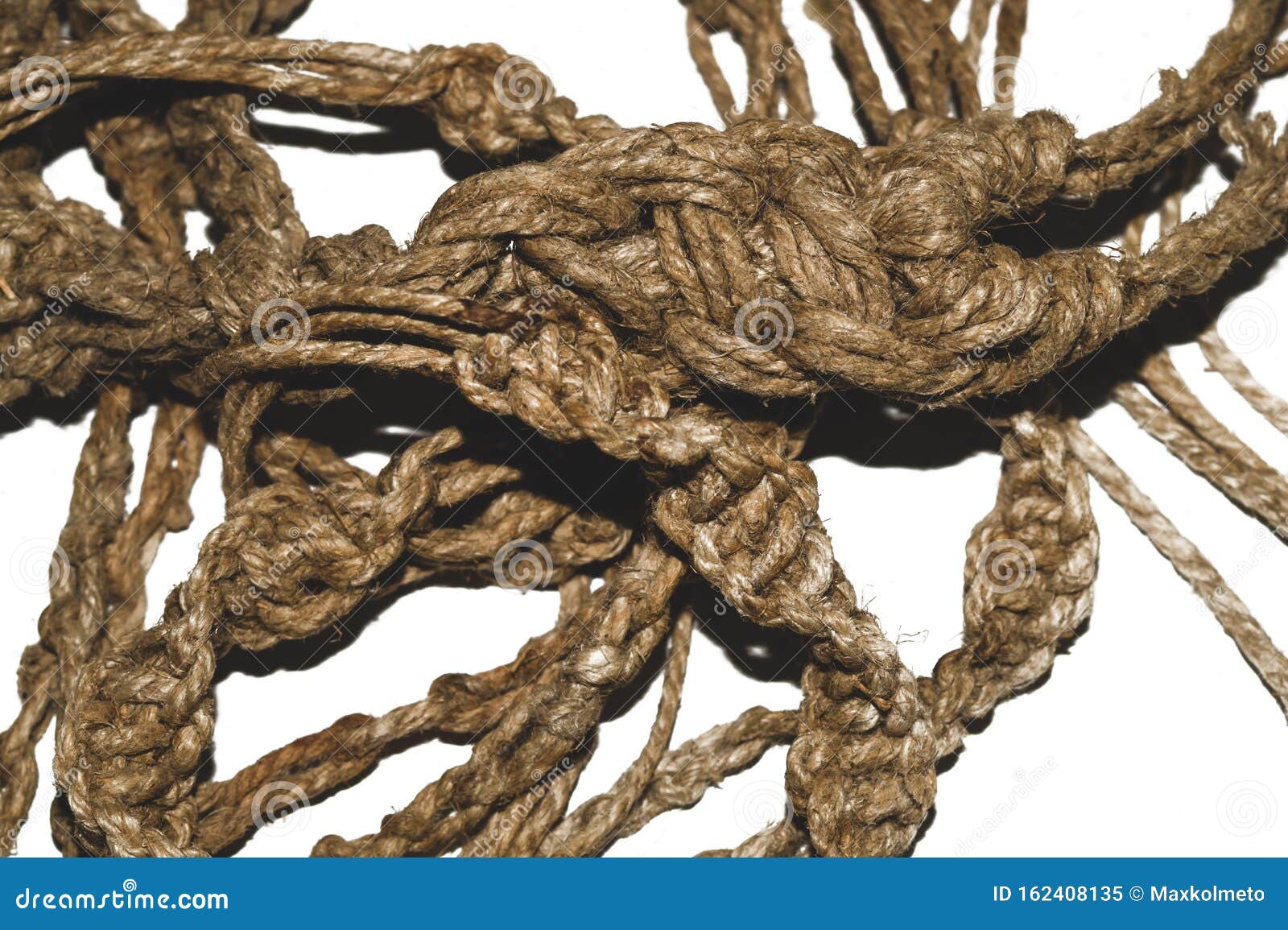 Tangled Rope on a White Background Close Up Stock Image - Image of ...