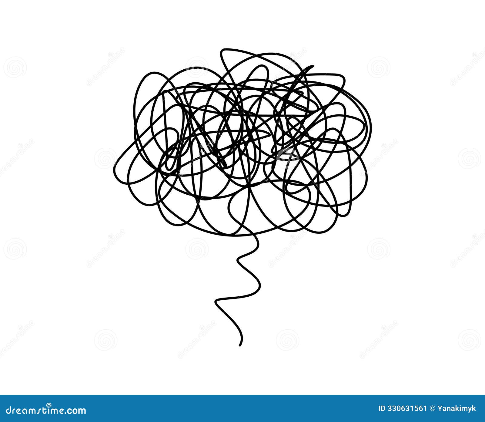 Tangled Scribble Brain Doodle Outline Icon Sign Hand Drawn Ink Sketch ...