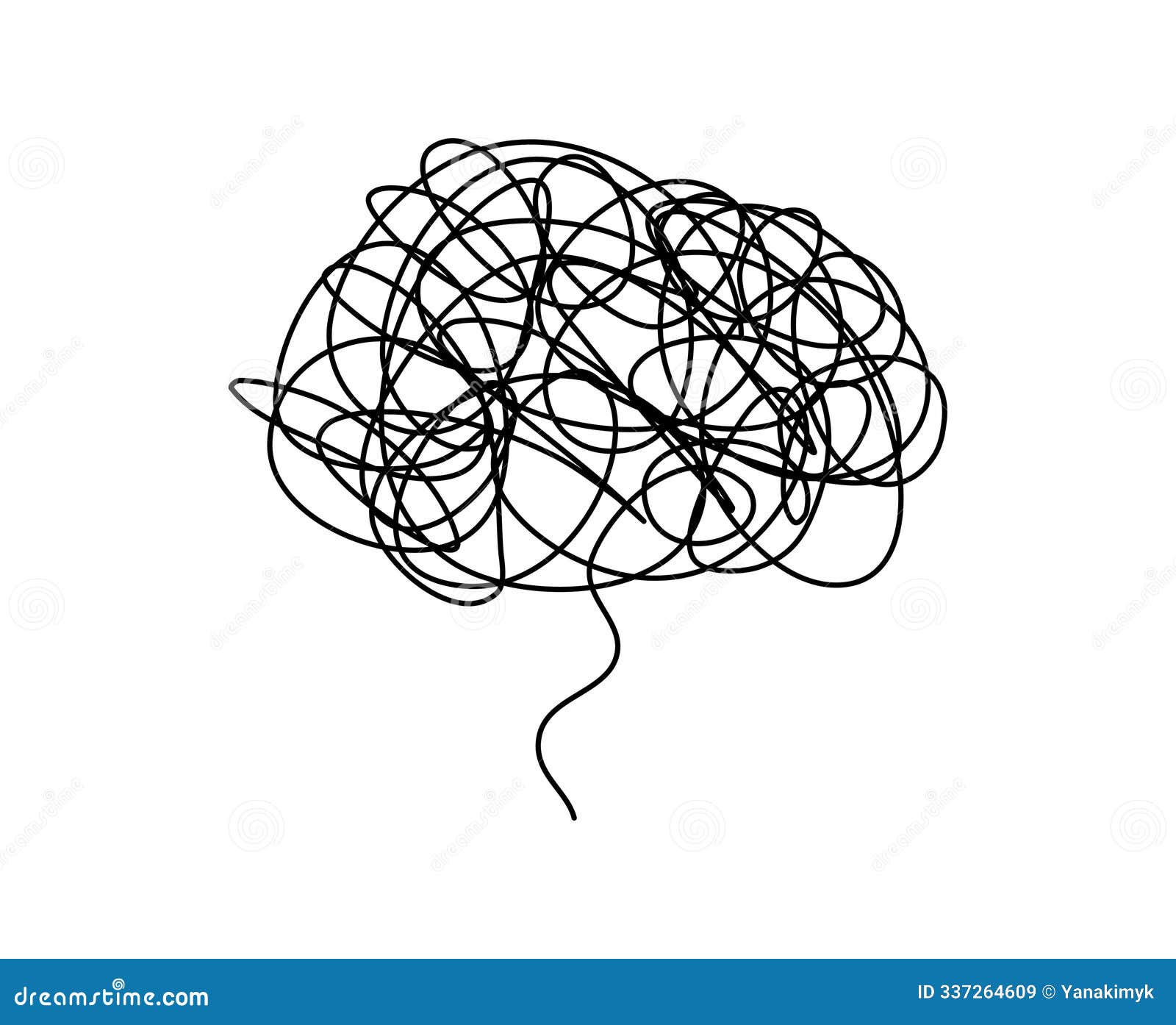 Tangled Scribble Brain Doodle Outline Icon Sign Hand Drawn Ink Sketch ...