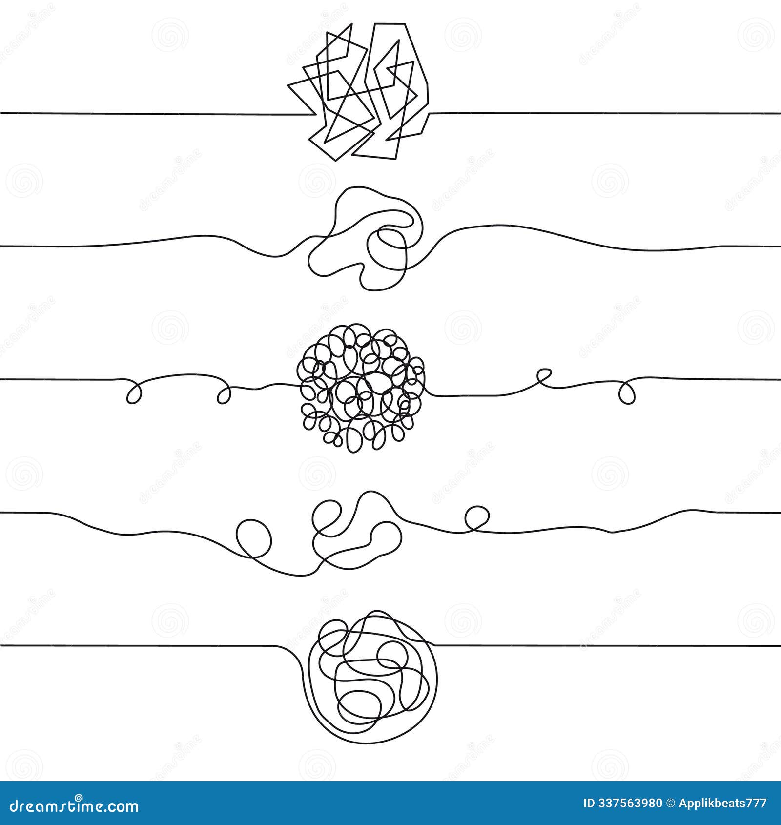 Tangled Scribble Lines, Chaos Line Seamless Borders. Confusion and ...