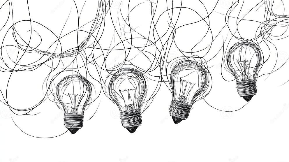 Tangled and Scribble Wires with Light Bulbs in One Continuous Line ...