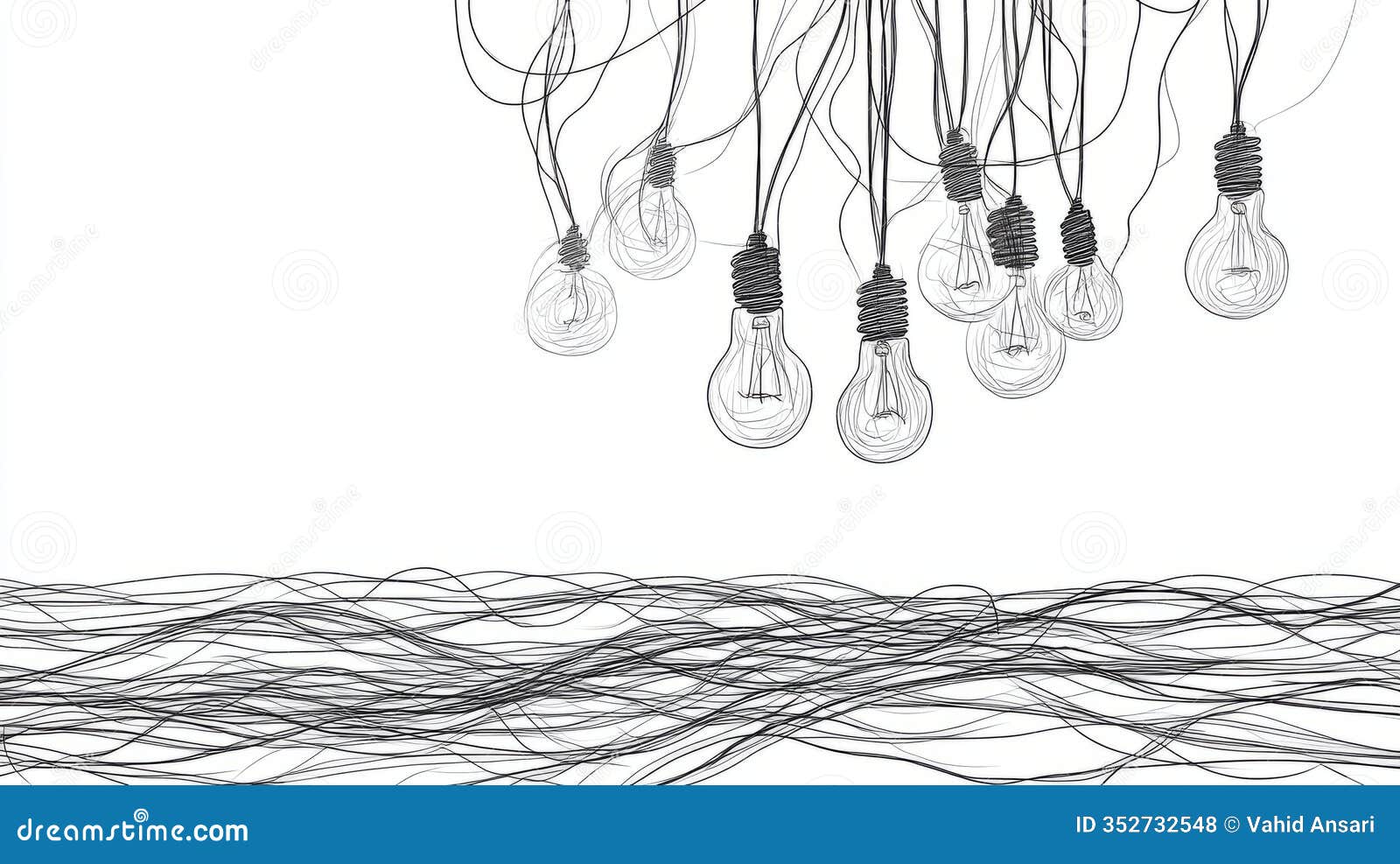 Tangled and Scribble Wires with Light Bulbs in One Continuous Line ... Tangled and Scribble Wires with Light Bulbs in One Continuous Line ...
