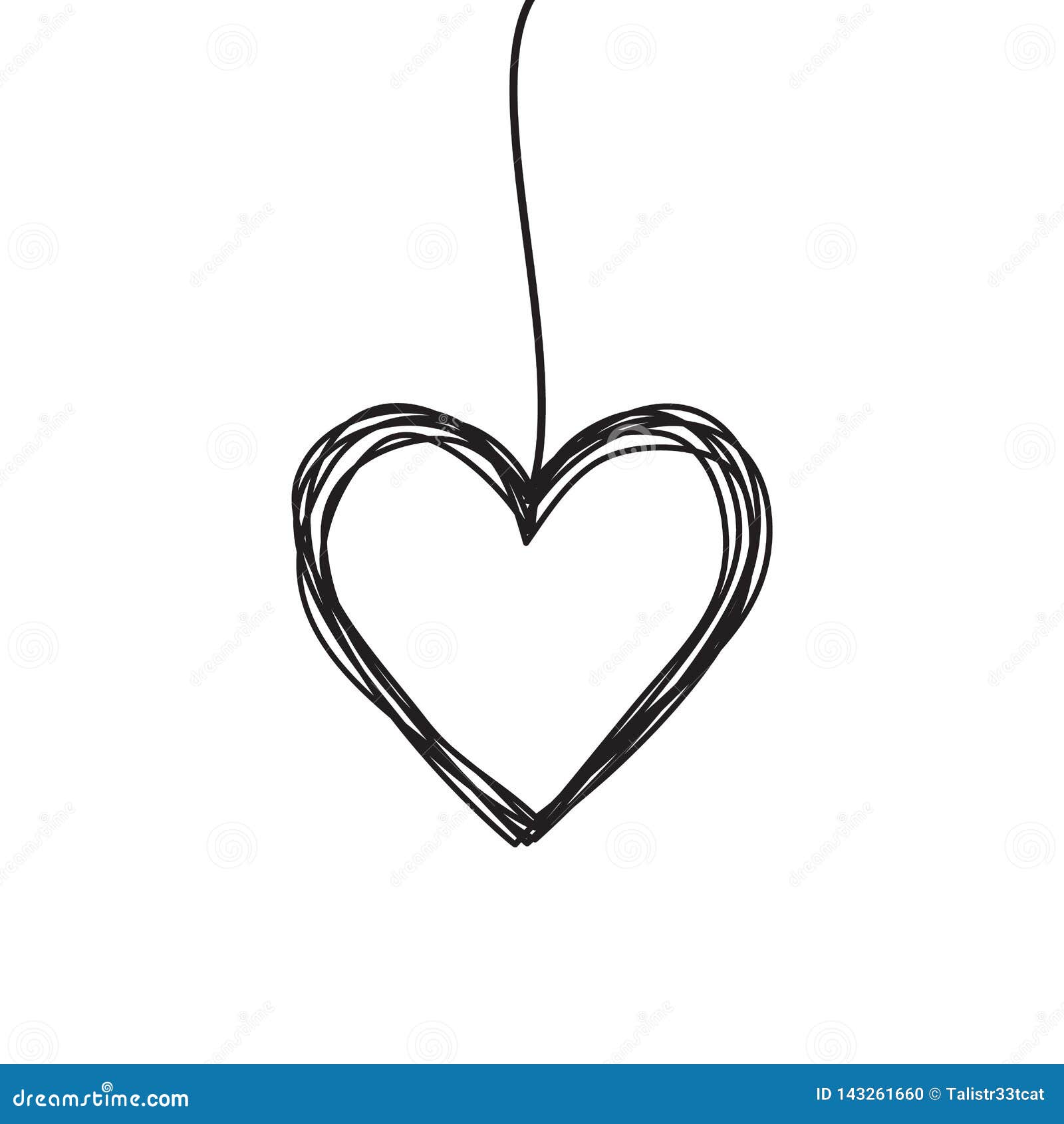 Tangled Scribbled Heart Hanging on a String Stock Vector - Illustration ...