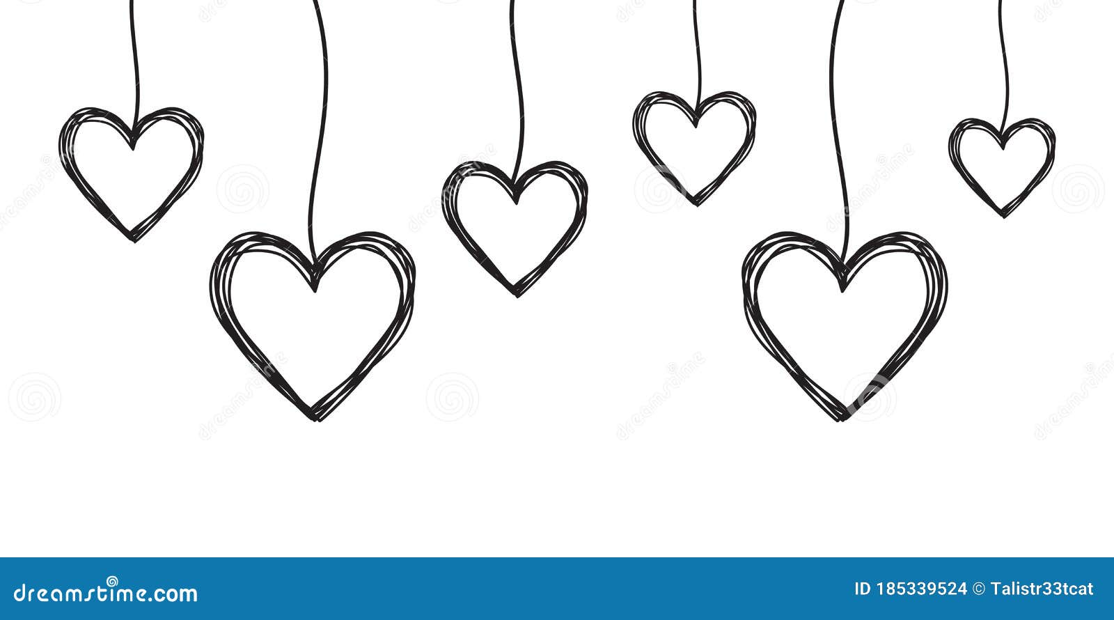 Tangled Scribbled HEARTS Hanging on a String Stock Illustration ...