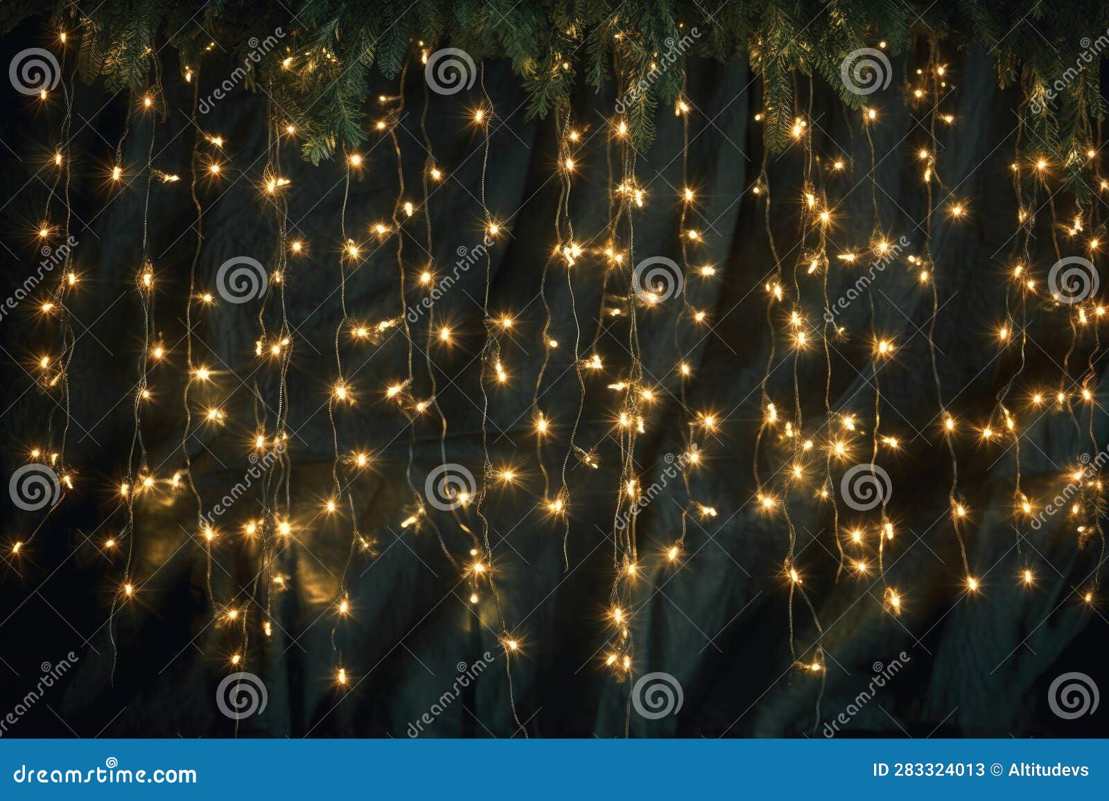 Tangled String of Twinkling Lights with a Dark Background Stock ...