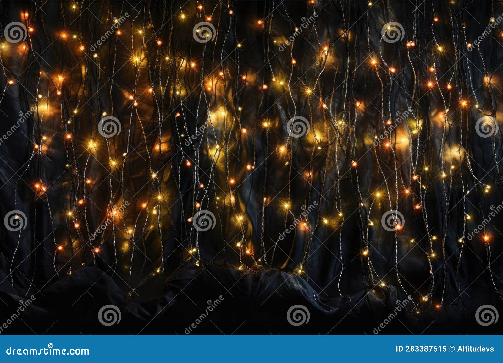 Tangled String of Twinkling Lights with a Dark Background Stock ...