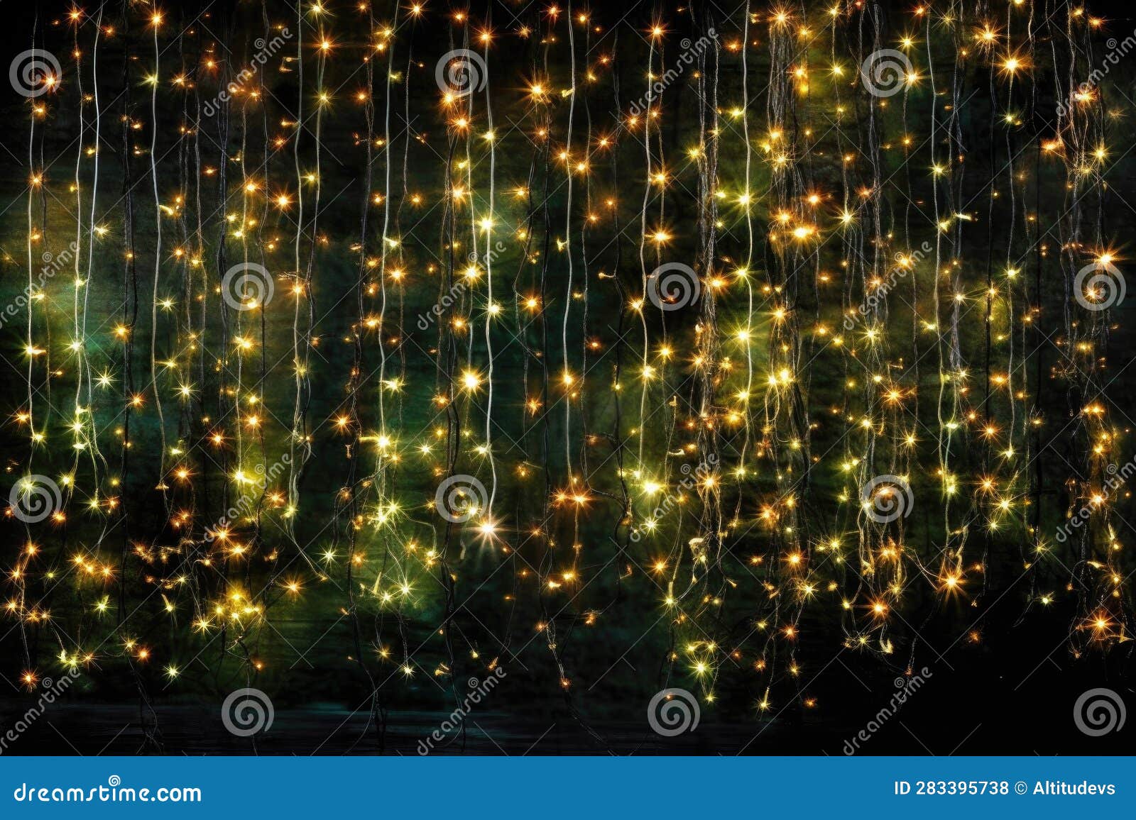 Tangled String of Twinkling Lights with a Dark Background Stock ...