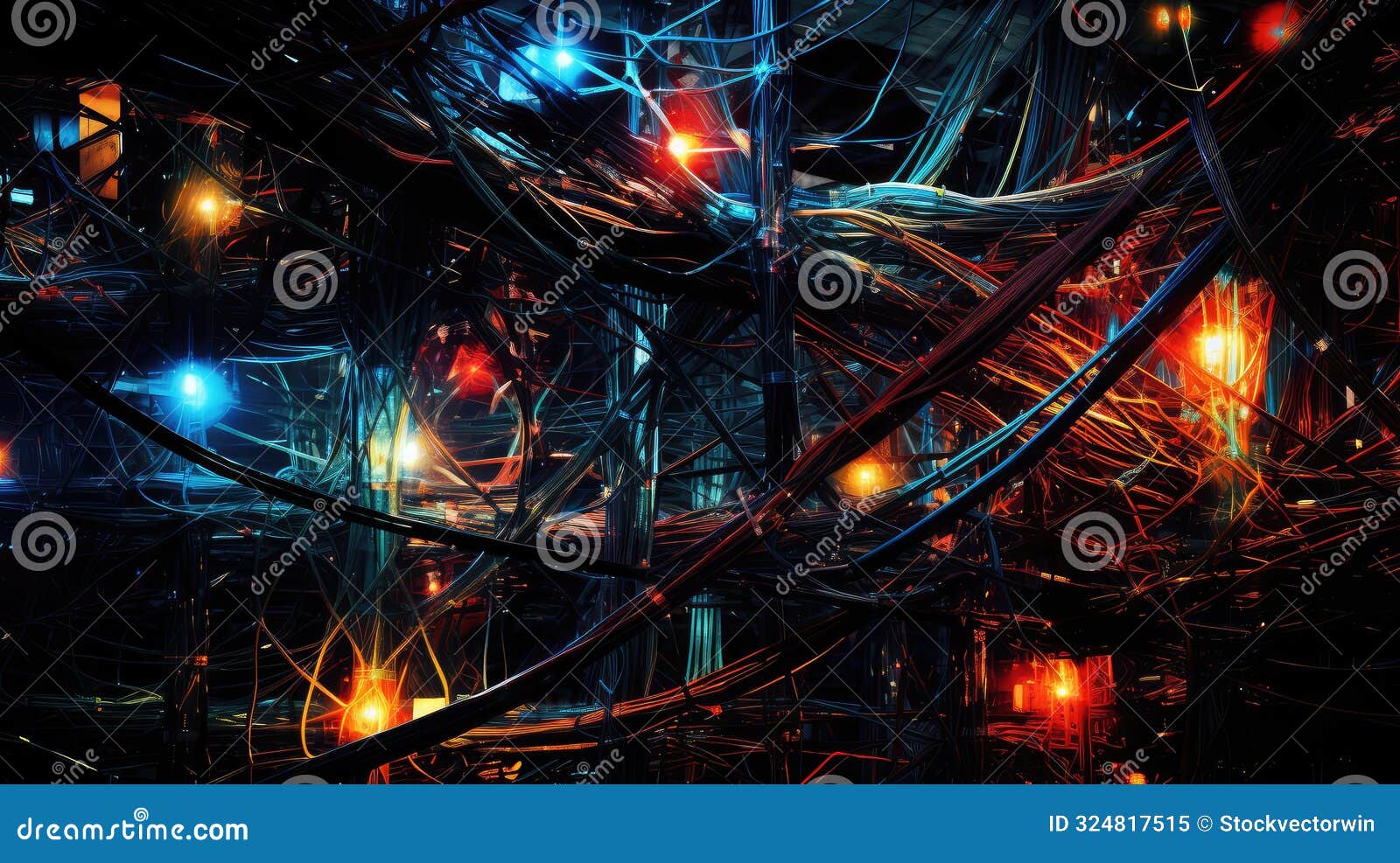Tangled Technical Abstract Dark Stock Illustration - Illustration of ...
