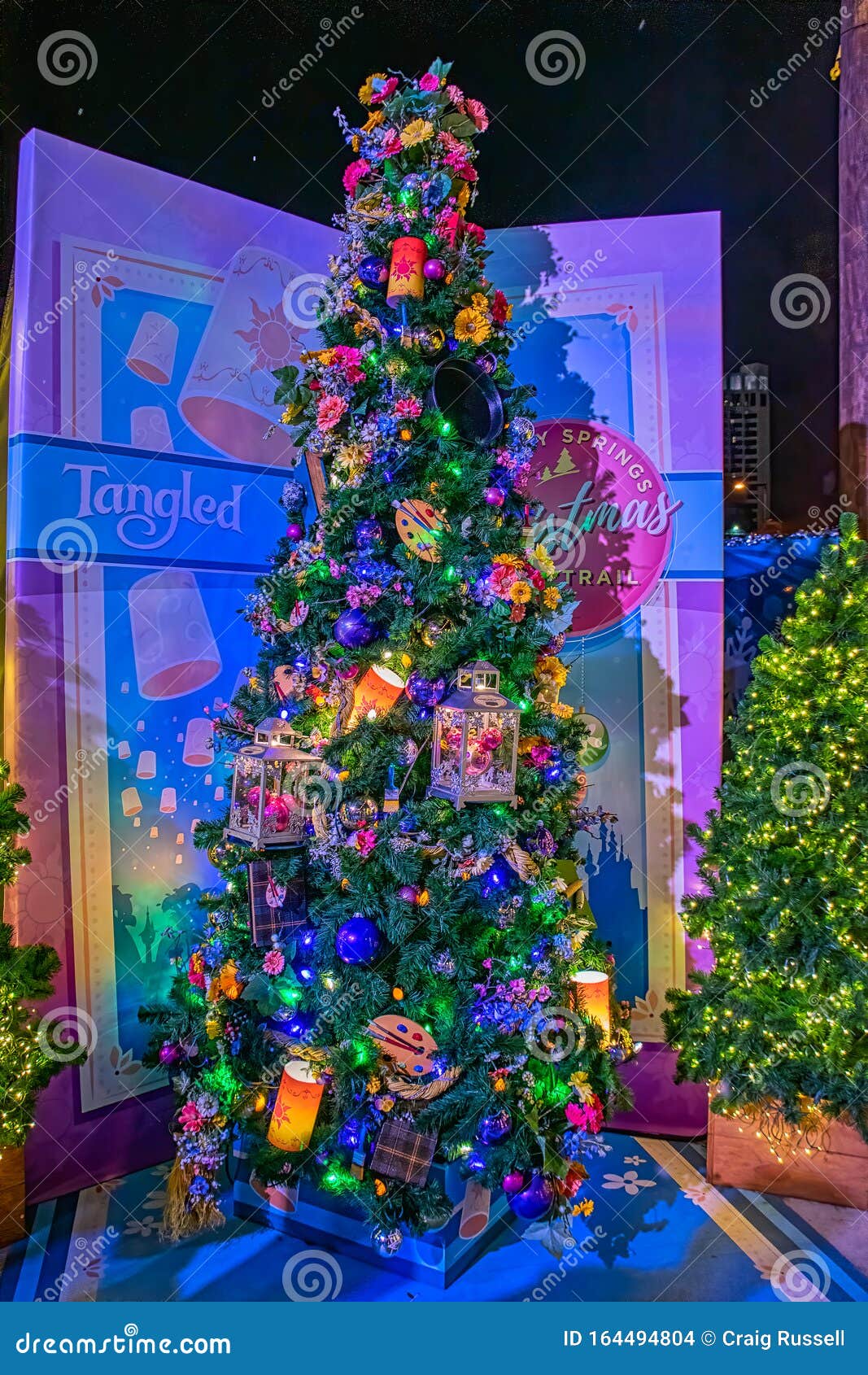 Tangled Themed Christmas Tree Editorial Stock Image - Image of stocking ...