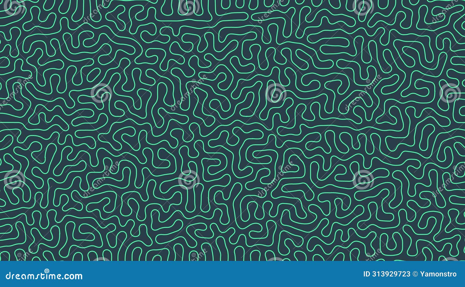 Tangled Thin Turquoise Lines Vector Abstract Background Psychedelic ...