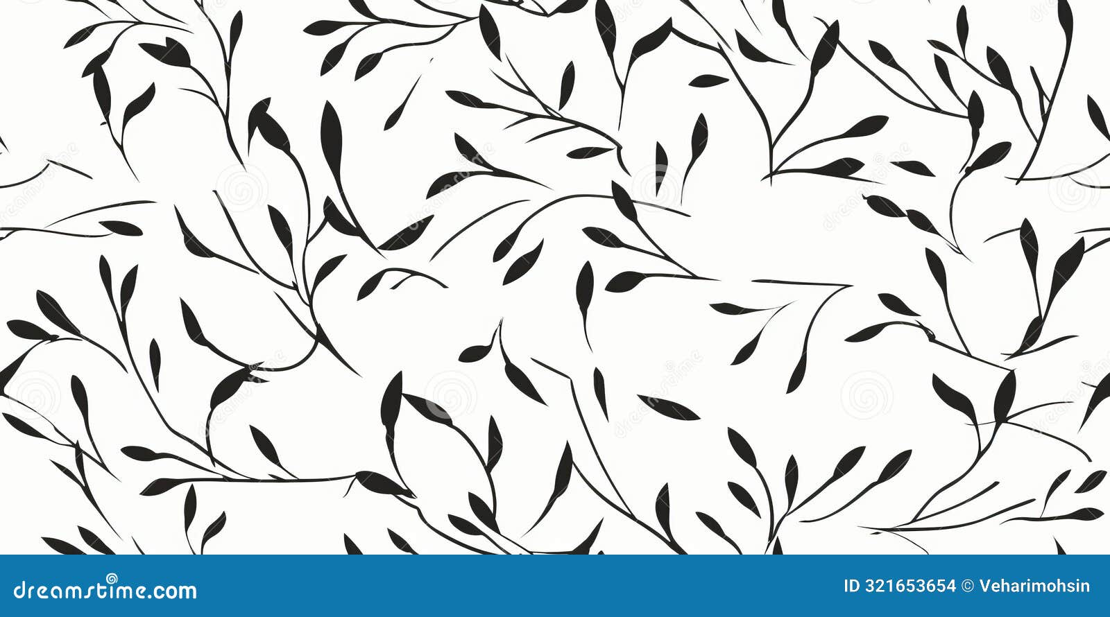 Tangled Thin Twigs Vector Seamless Pattern. Plant Branches Silhouettes ...