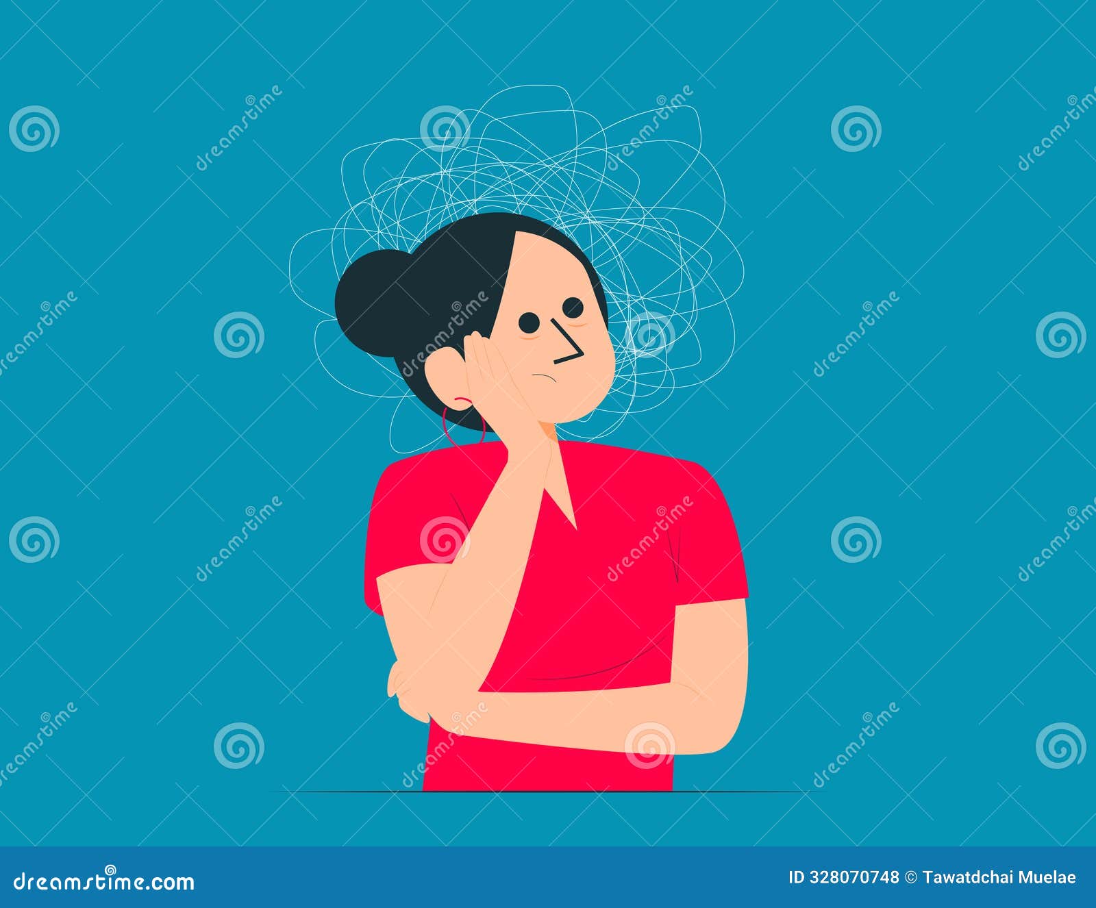 Tangled Thoughts. Overthinking Concept Illustration | CartoonDealer.com ...