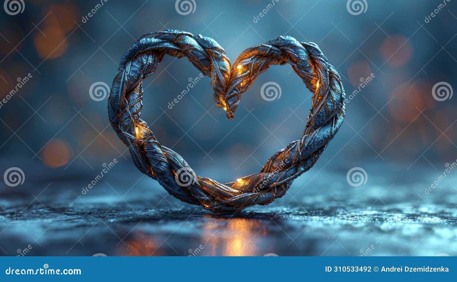 The Tangled Thread As a Heart, Rendered in 3D. Silhouette of the Heart ...