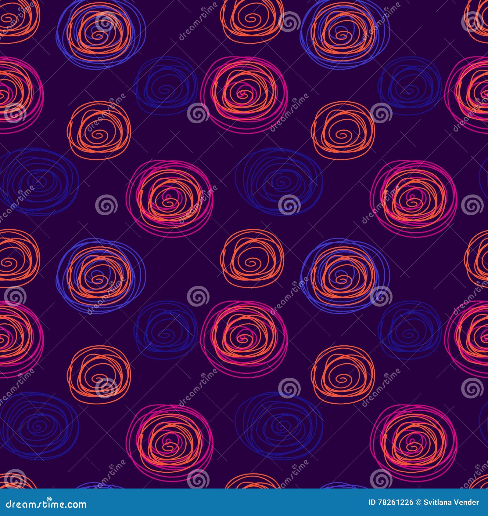 Tangled Thread Circles Seamless Abstract Pattern on a Purple Background ...