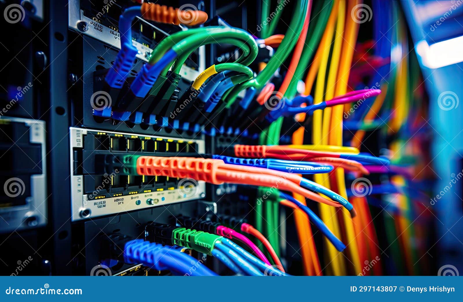 A Tangled Web of Wires Connecting Servers and Devices Stock ...