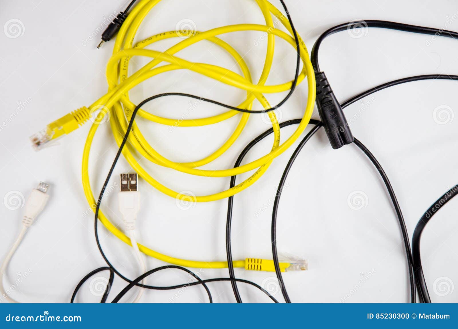 Tangled Wires and Cables for Home Electronic Stock Photo - Image of ...