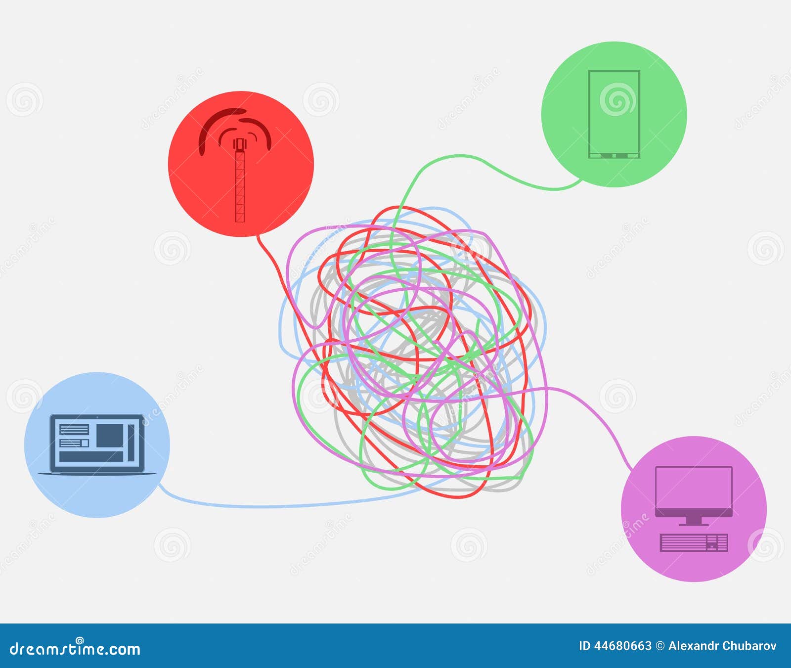 Tangled wires stock vector. Illustration of mail, digital - 44680663