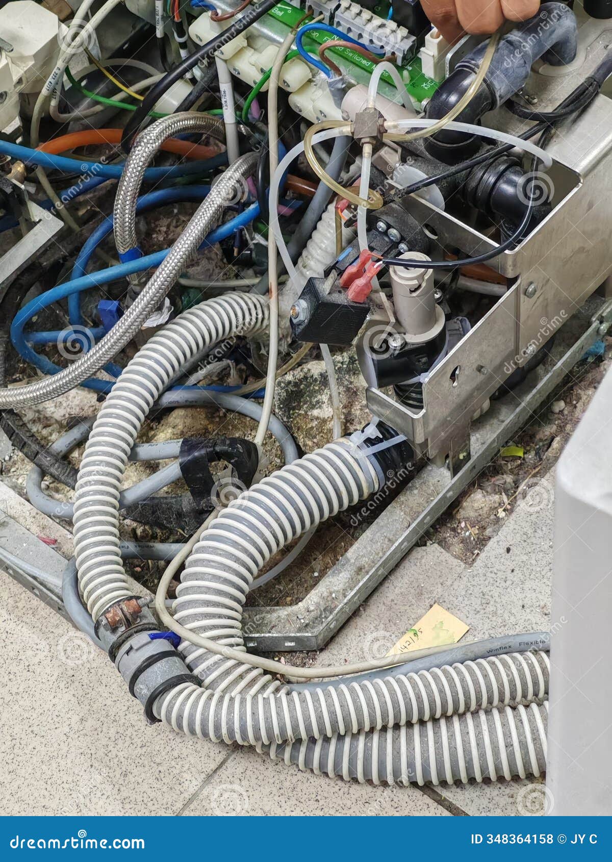 Tangled Wires and Hoses in Maintenance Work Stock Photo - Image of ...