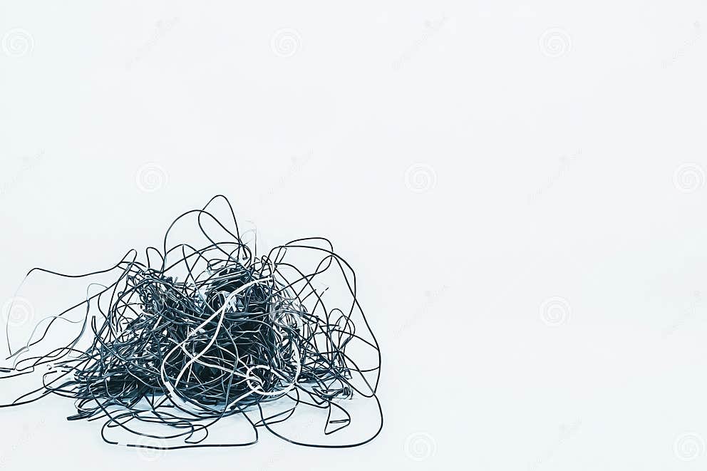 Tangled Wires on Minimalist Background Representing Chaos and ...