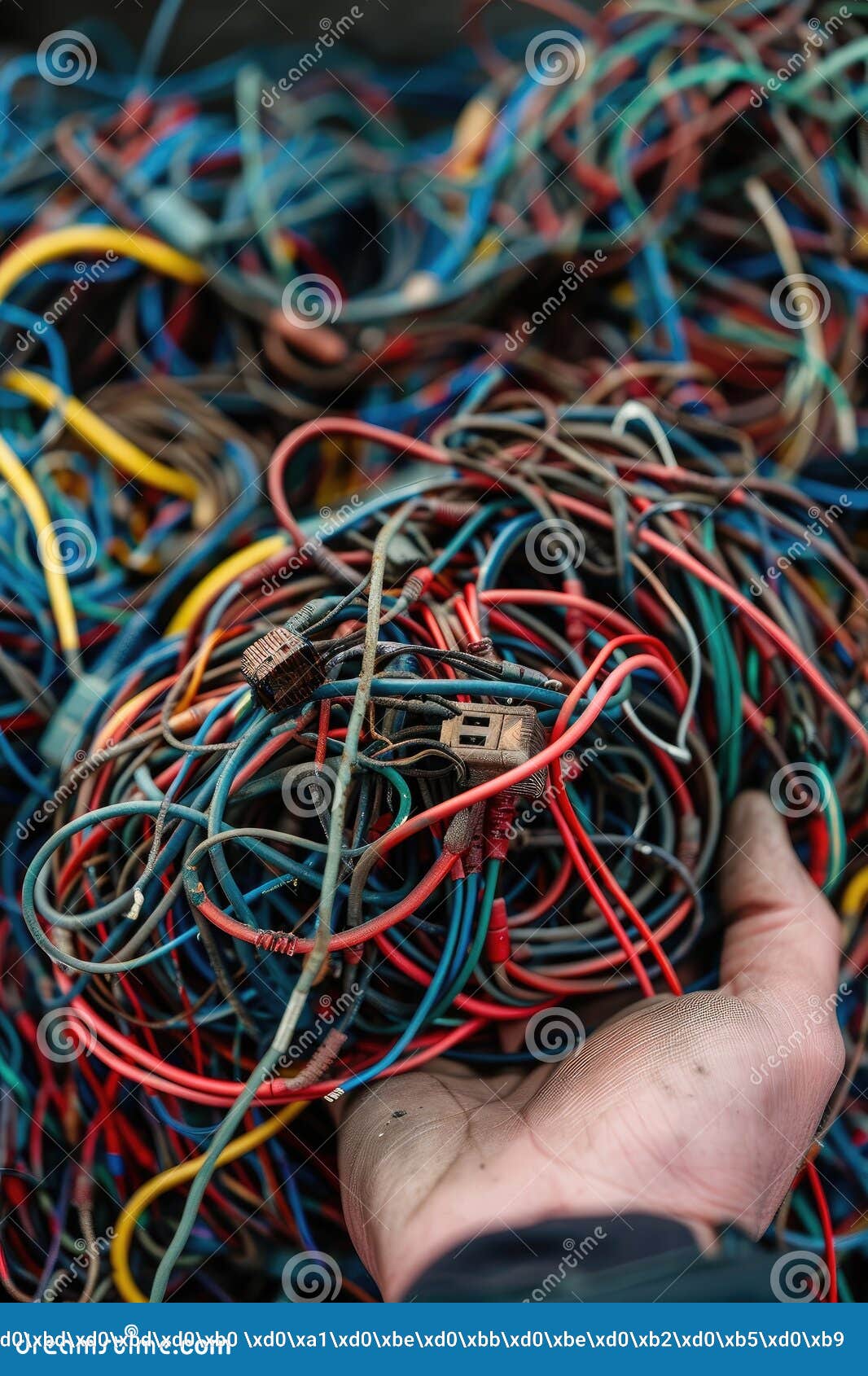 Tangled Wires in a Person& X27;s Hand. Selective Focus Stock Image ...