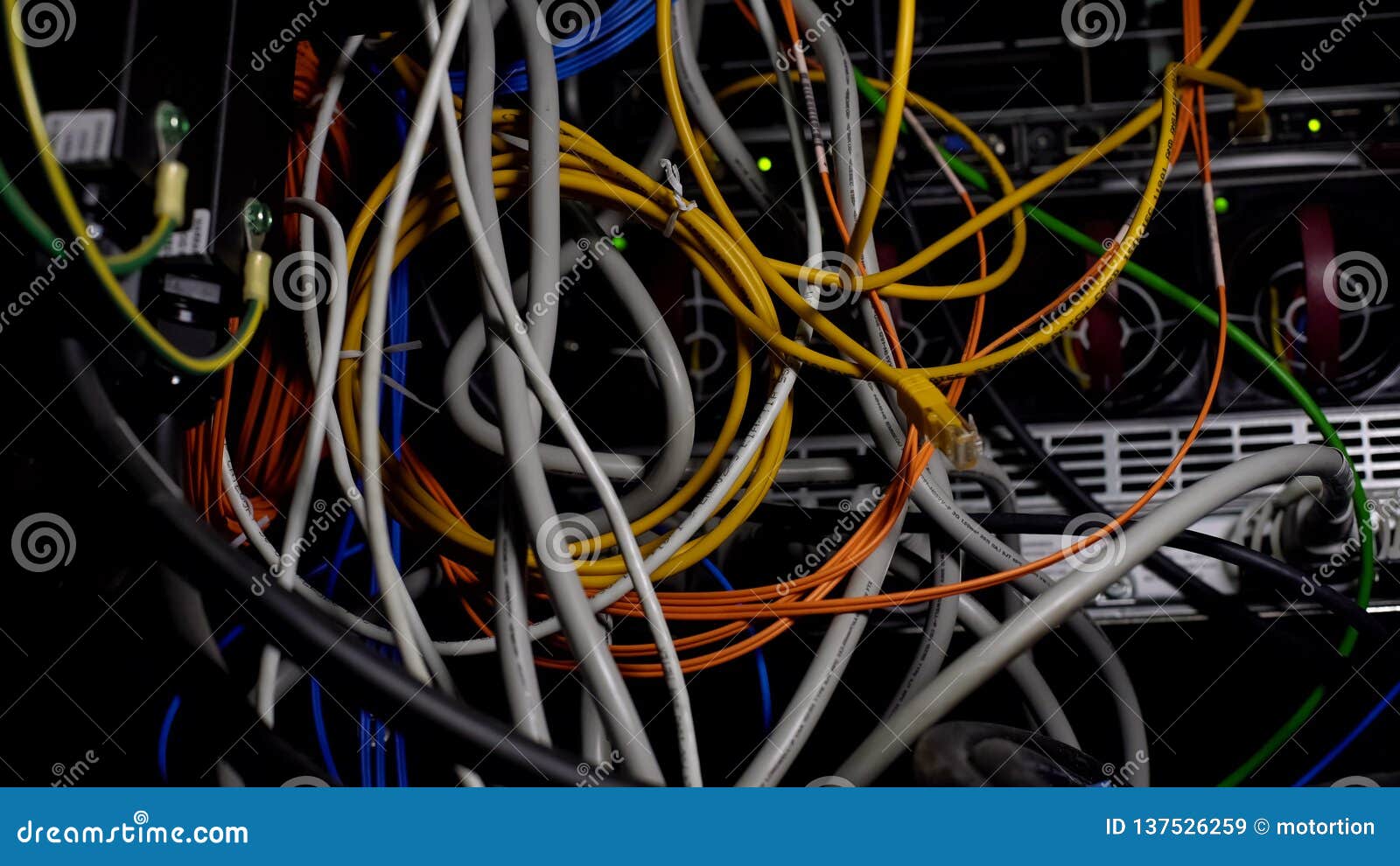 Tangled Wires, Power Cables in Datacenter, Cabling Mess in Server Room ...