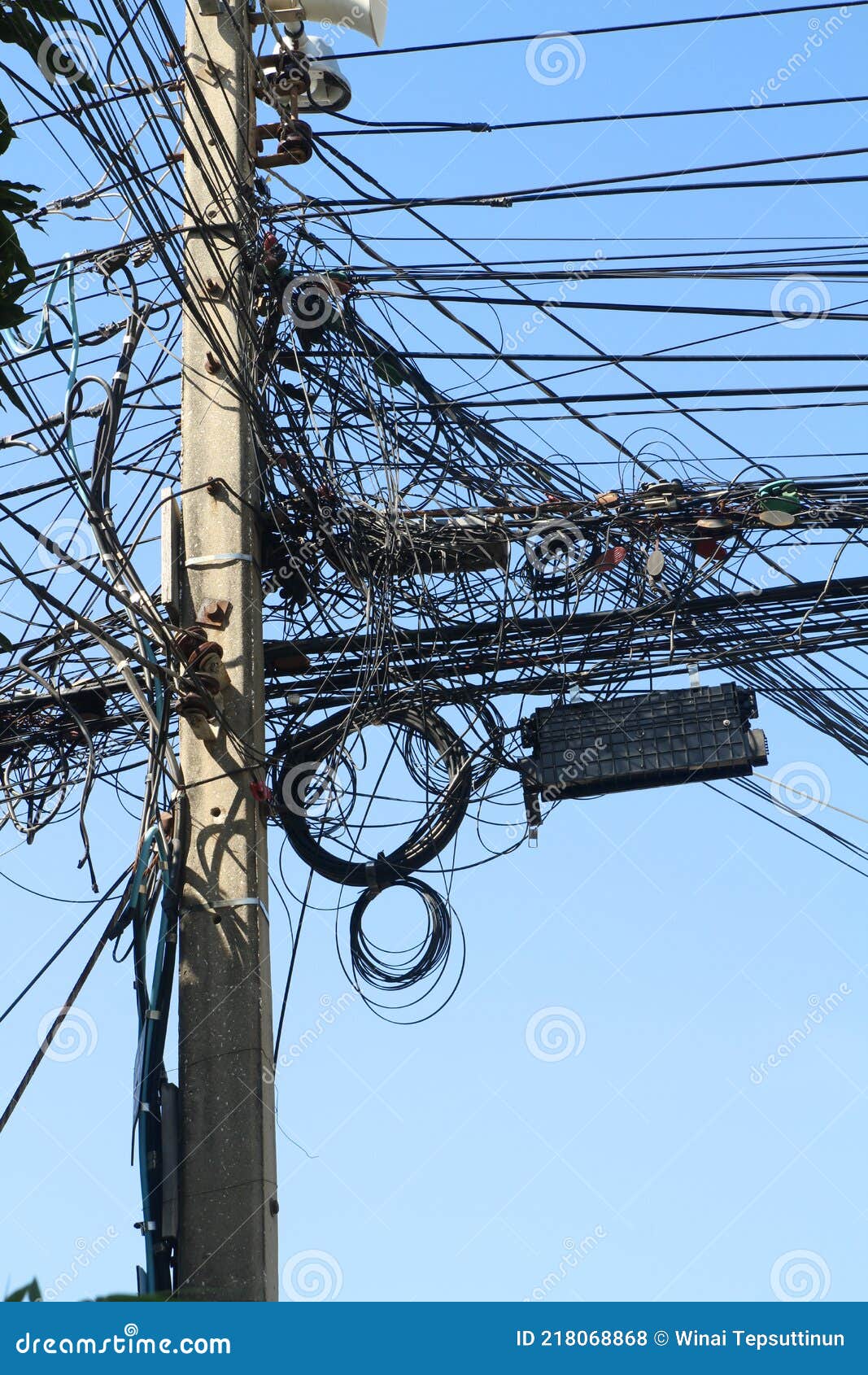 Tangled Wires of Telecommunication Cable Stock Photo - Image of outdoor ...