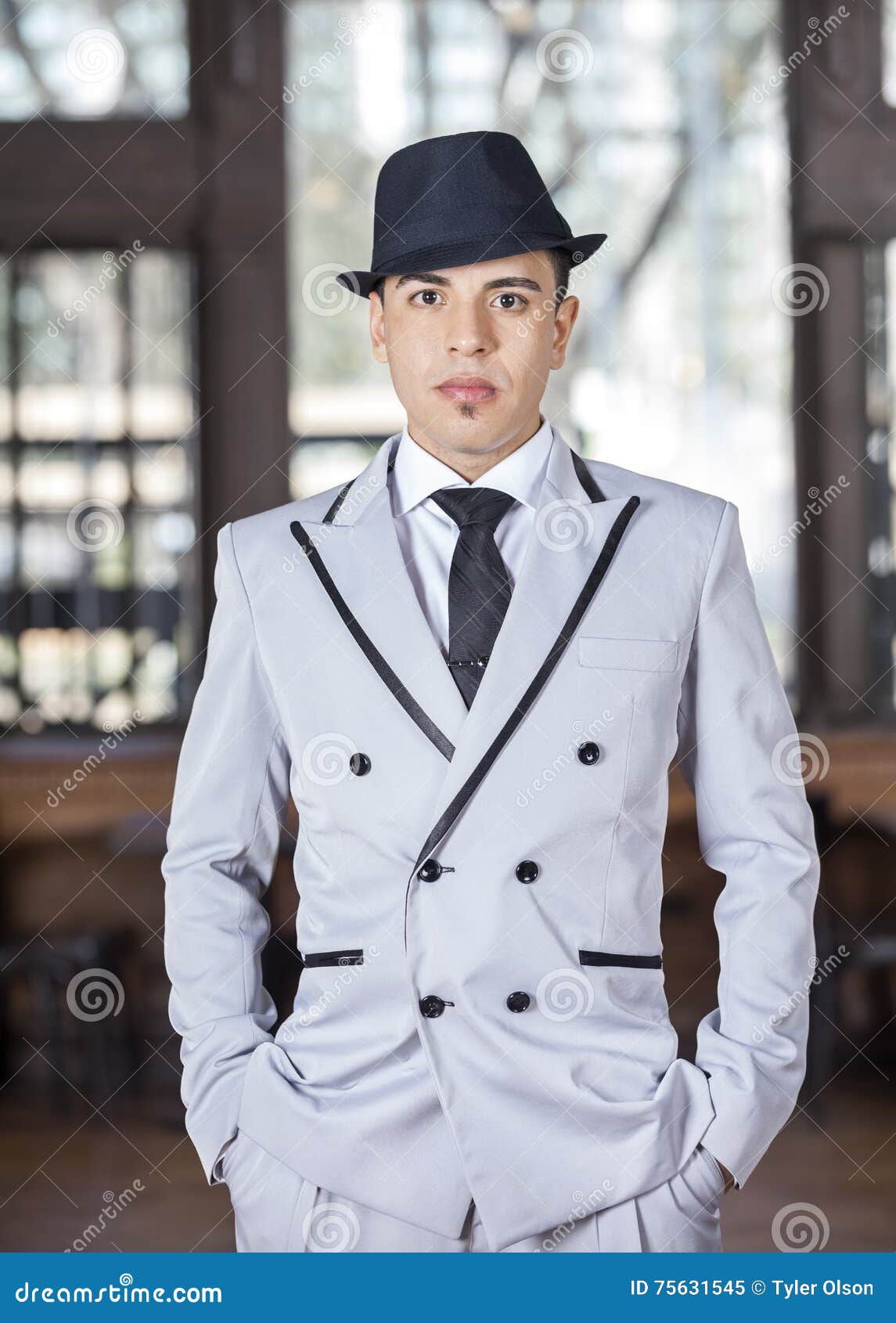 Tango Dancer Standing with Hands in Pockets in Restaurant Stock Image ...