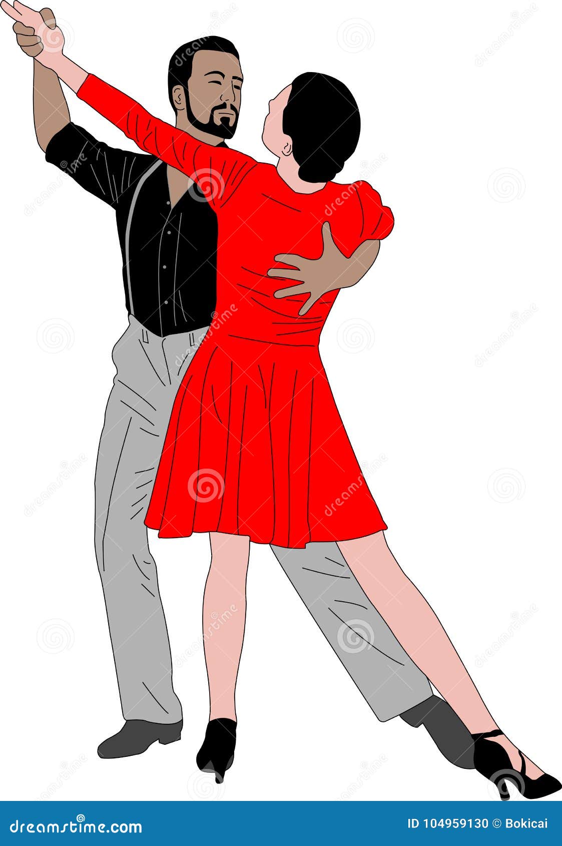 Tango dancers illustration stock vector. Illustration of couple - 104959130